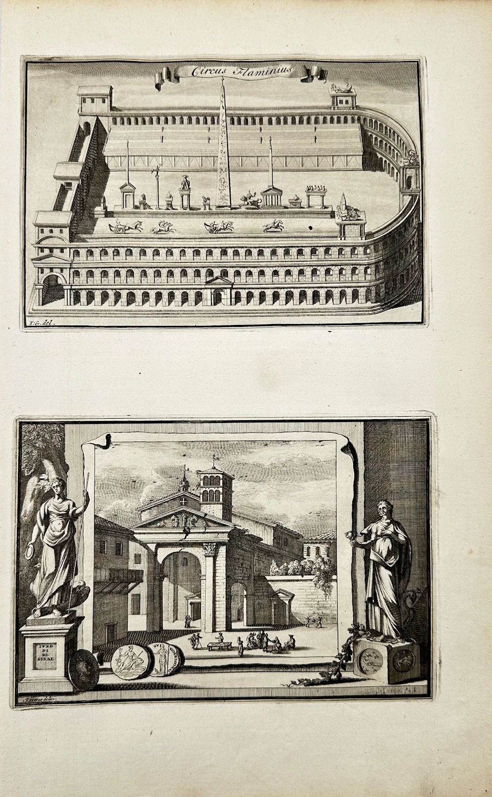 Antique Engraving - Friedrich Jan Georee - Circus Flaminius - Rome - C5 ...