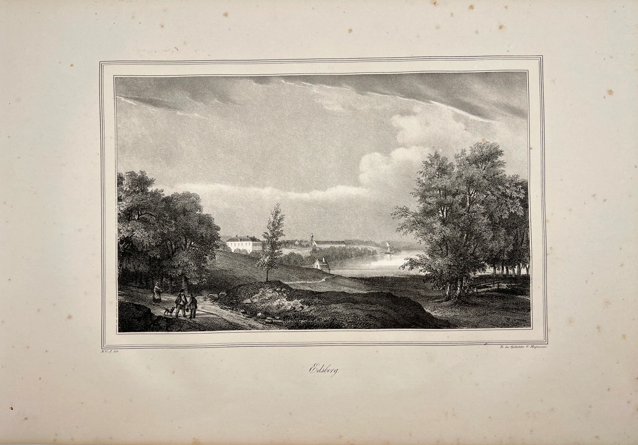 Antique Engraving - Ulrik Thersner - View of Edsberg Castle in Sweden ...