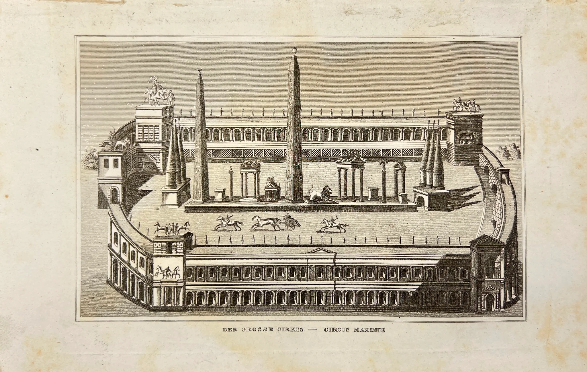 Antique Engraving - Carl Joseph Meyer - View of Rome Colosseum - Italy ...