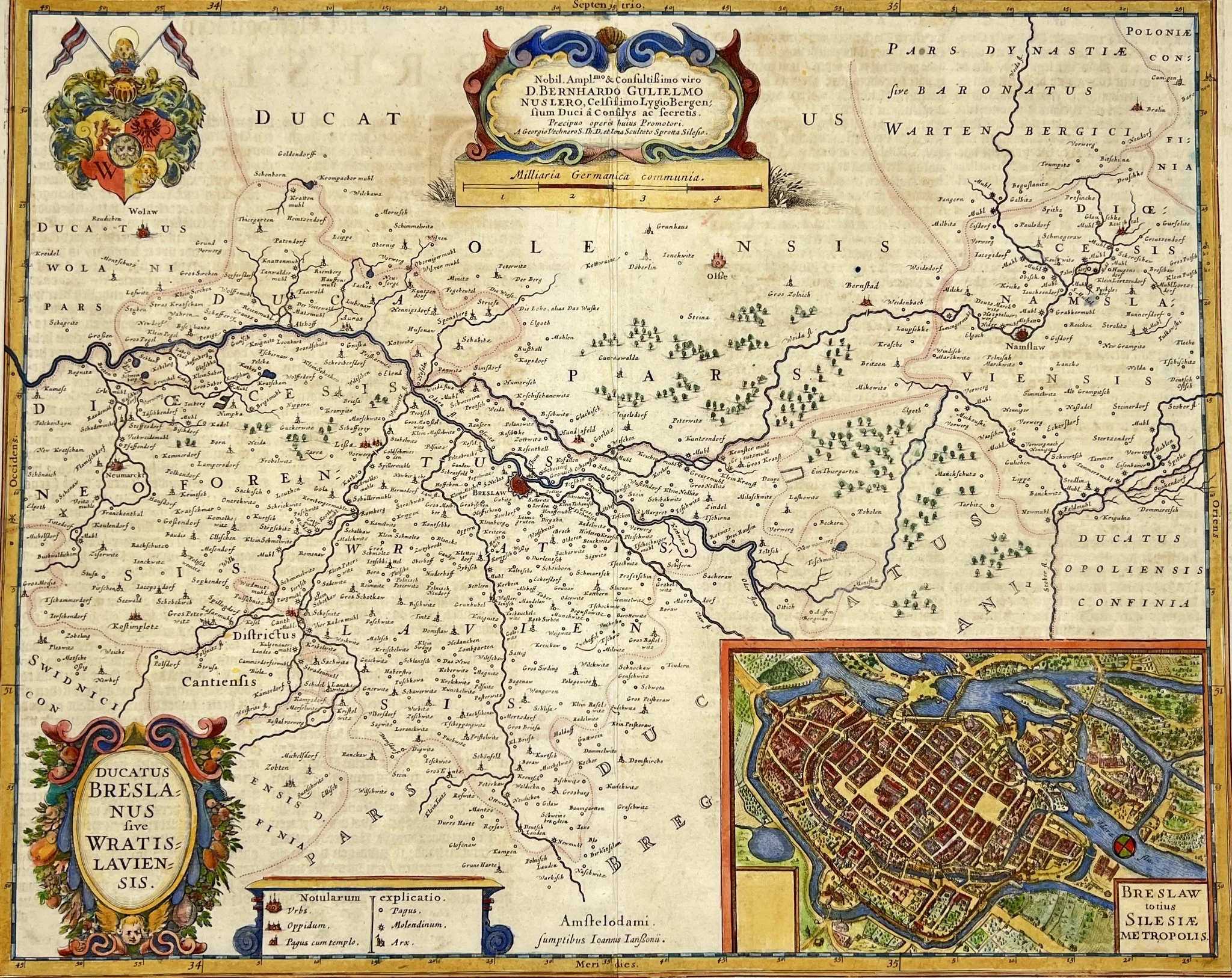 Antique Engraved Map - Europe - Map of Wroclaw - Poland - Breslau ...