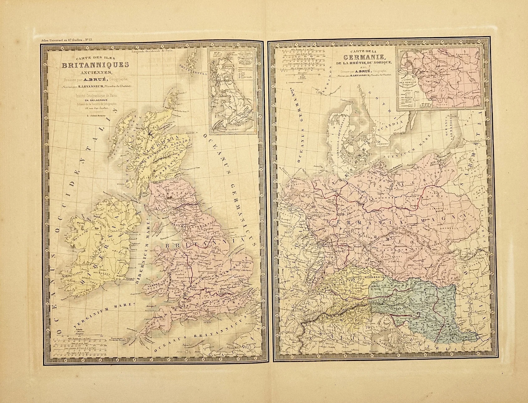 Antique Map - Charles Delagrave - Carte Des Iles Britanniques Anciennes ...
