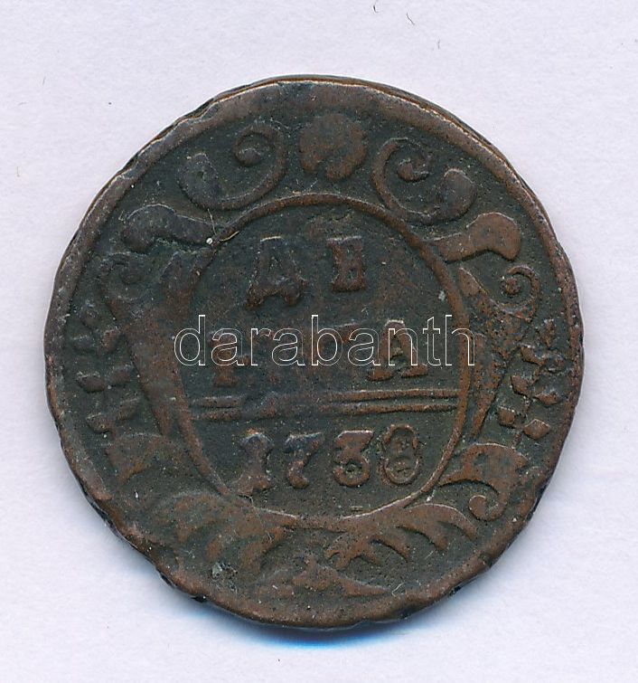 Orosz Birodalom 1738. Denga (1/2k) Cu T:F patina Russian Empire 1738 ...