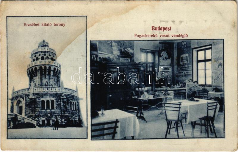 Budapest XII. Erzsébet kilátó torony, Fogaskerekű vasút vendéglő a Ret ...