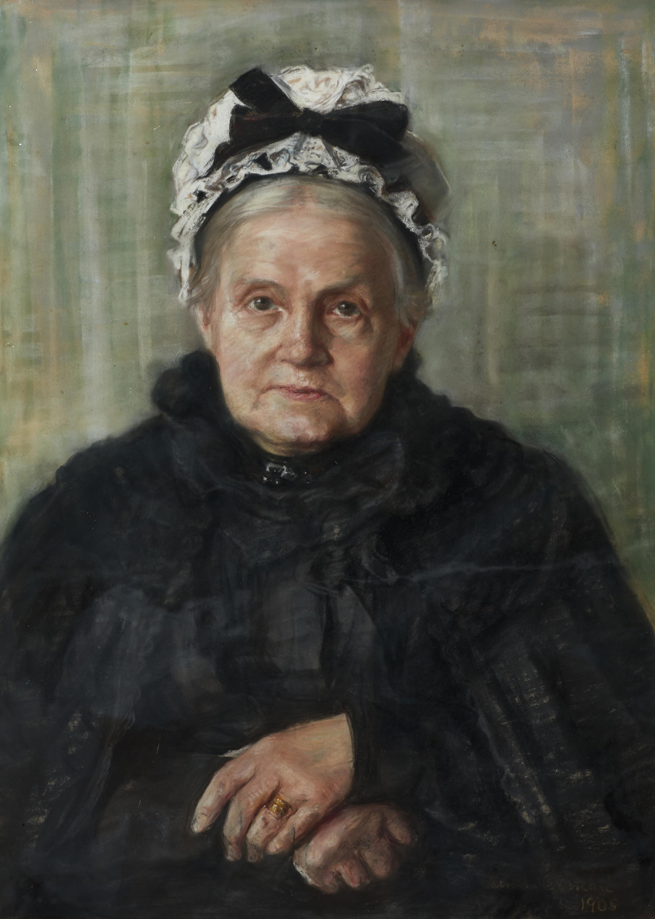 ANNA ÖDMAN (1876-1960): Porträtt av äldre dam, signerad och daterad ...