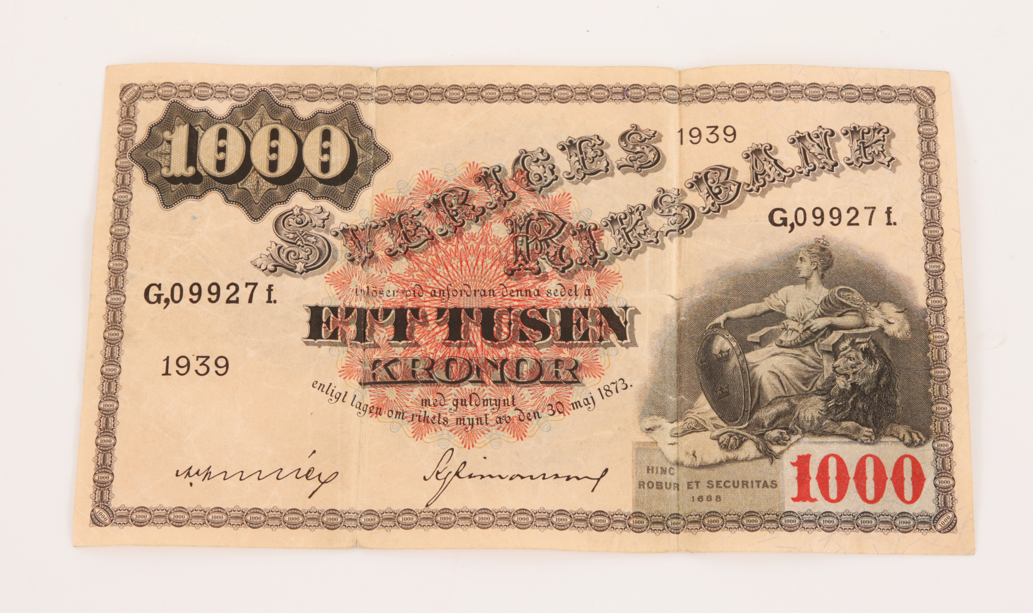 Sedel, Sverige, 1000 kronor, 1939 | Barnebys