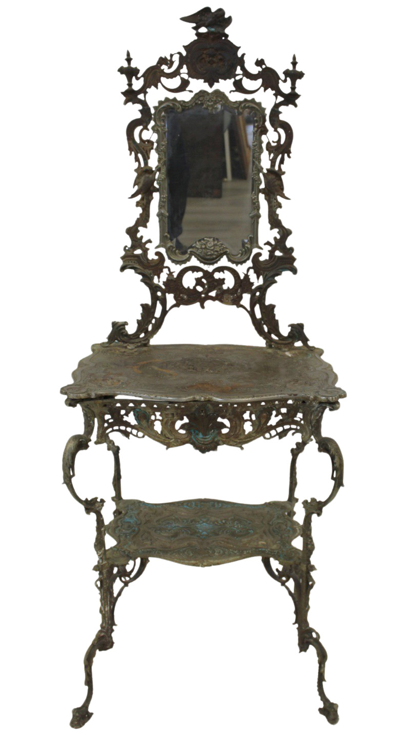 Art Deco Silvered Metal Vanity Table. | Barnebys