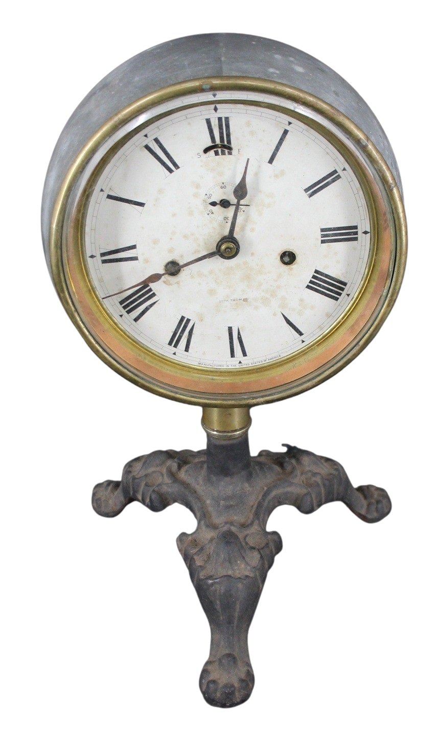 Seth Thomas Clock On Iron Pedestal Base. | Barnebys