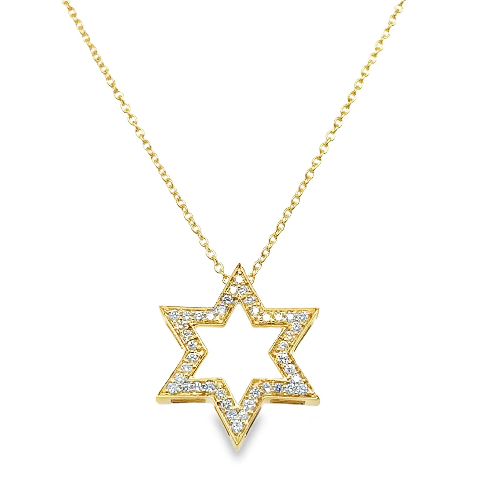 18KT GOLD DIAMOND STAR NECKLACE | Barnebys