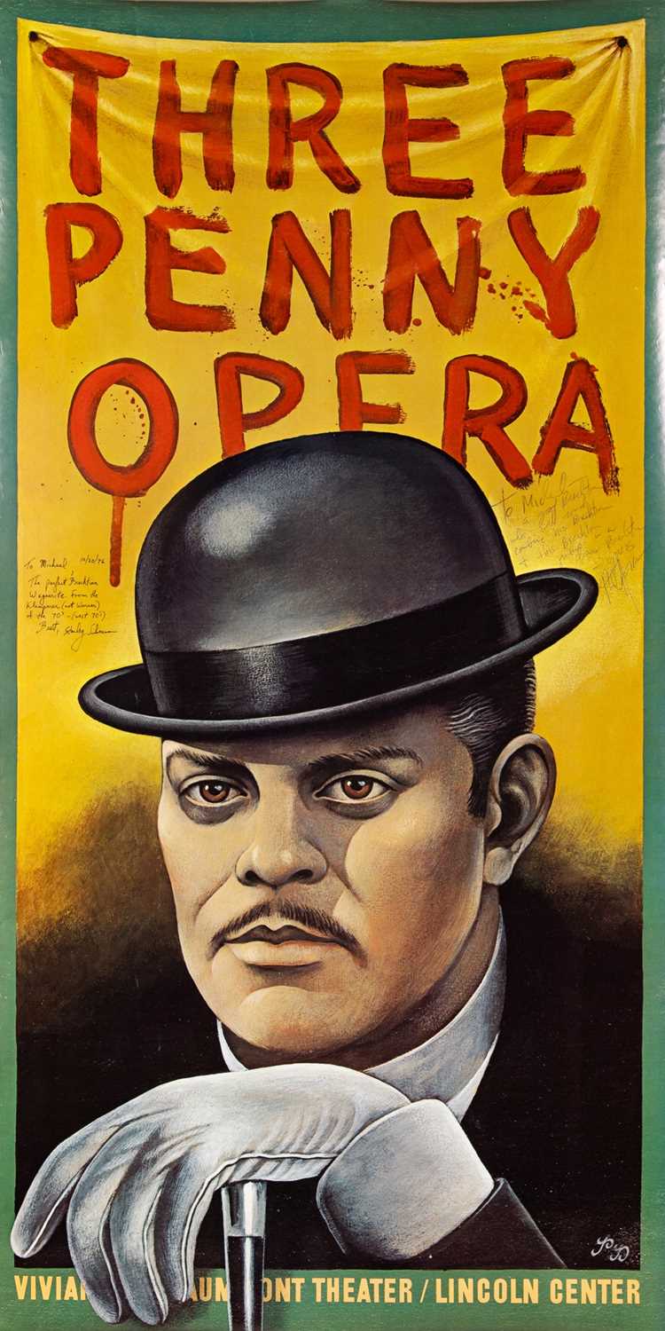 Three Penny Opera poster signed by Richard Foreman and Stan Silverman ...