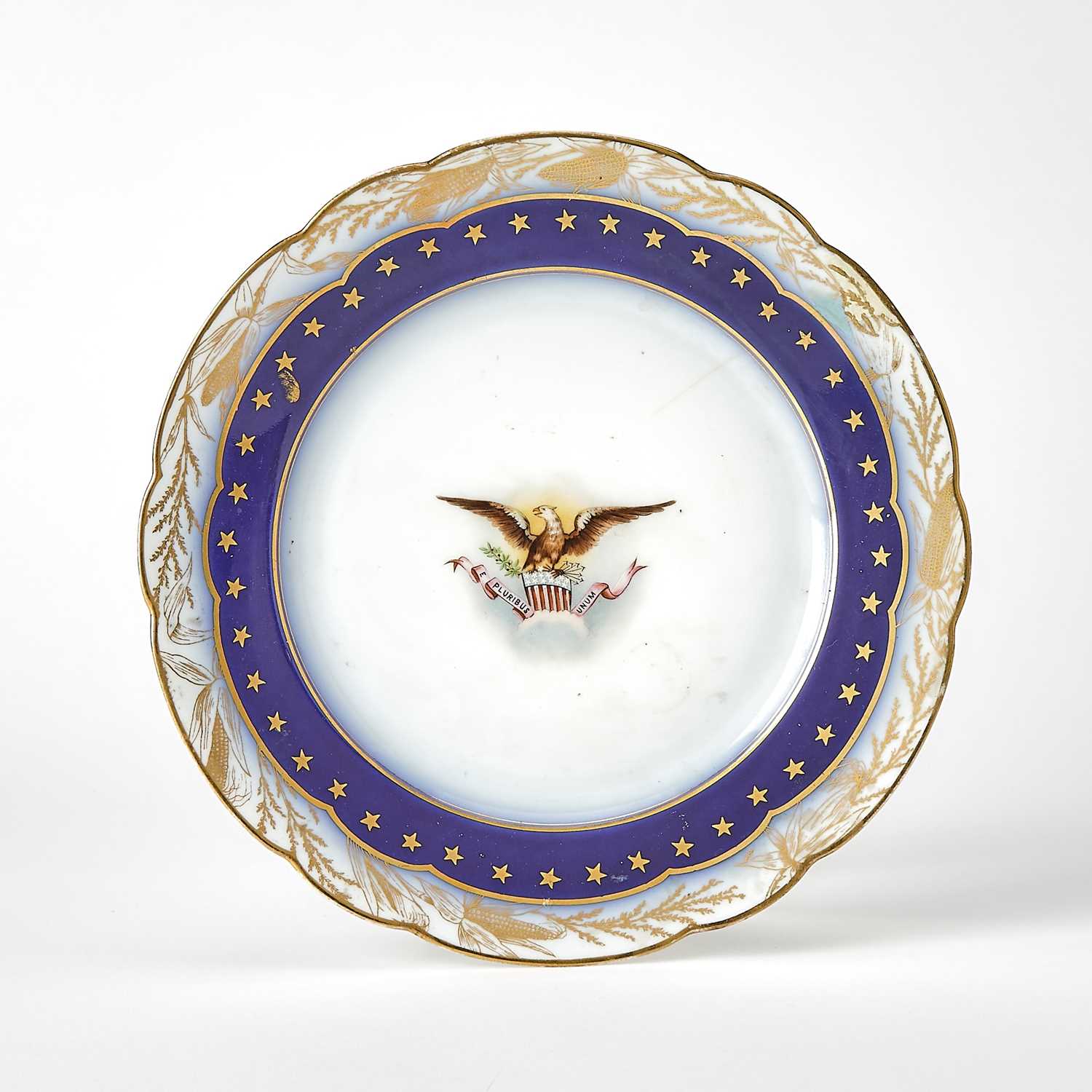 A breakfast plate from the Benjamin Harrison White House service | Barnebys