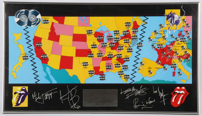 The Rolling Stones - Steel Wheels/Urban Jungle tour map, with engraved ...