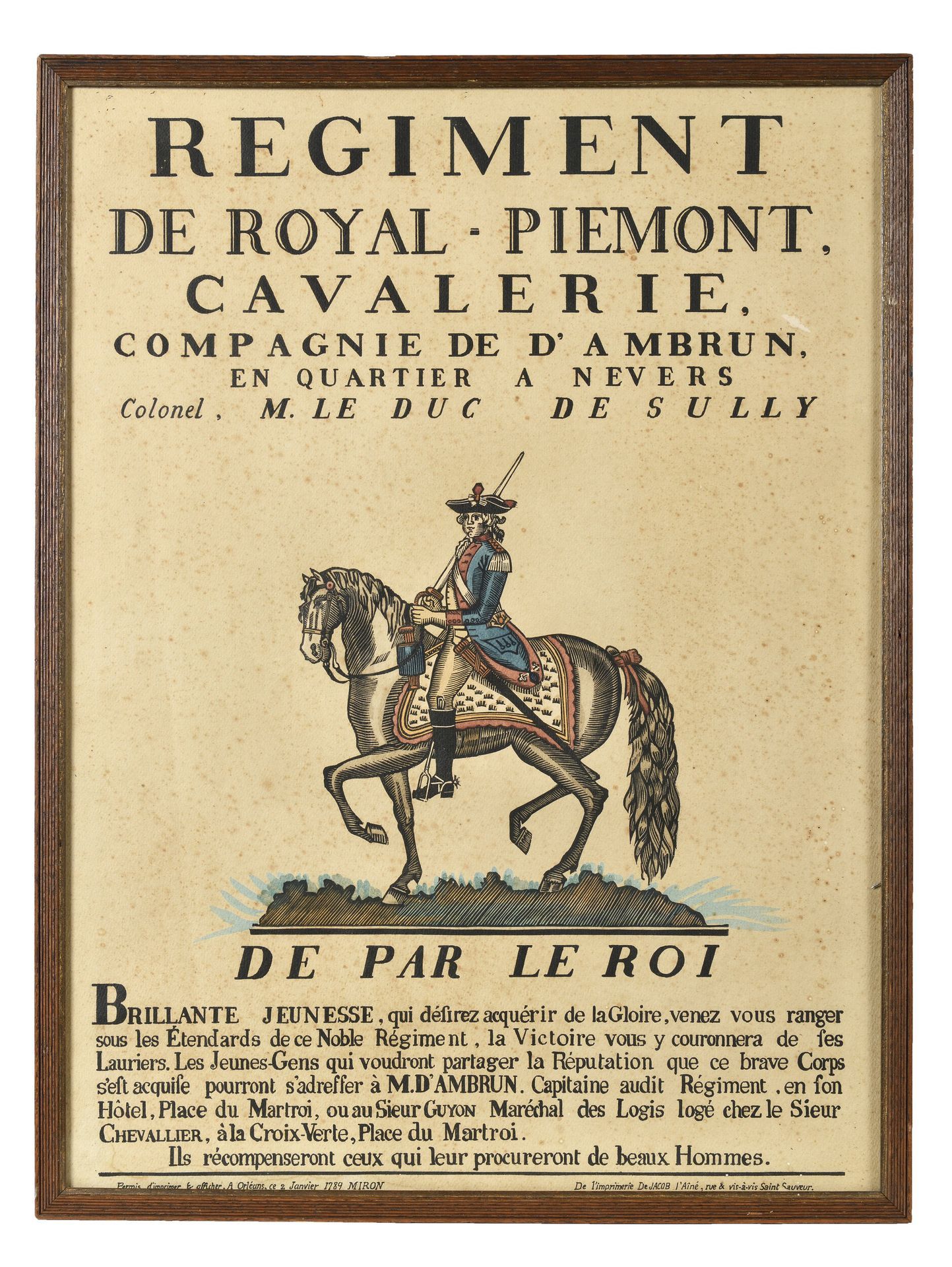 REGIMENT DE ROYAL-PIEMONT, CAVALRYIllustrated caval... | Posters: bids ...