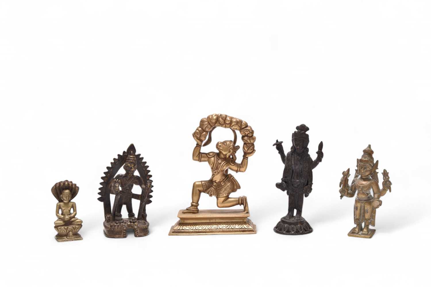 A group of five Indian bronze figures of Hindu deities, 19th-20th ...