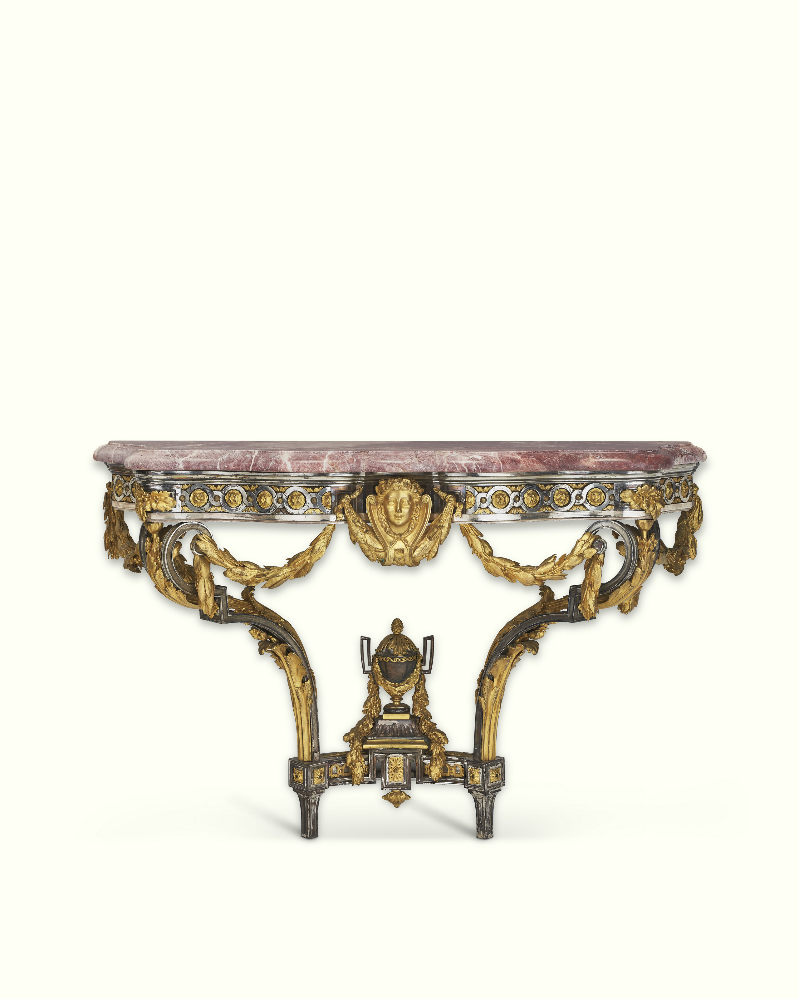 A FINE ORMOLU AND SILVERED-BRONZE CONSOLE TABLE | Barnebys