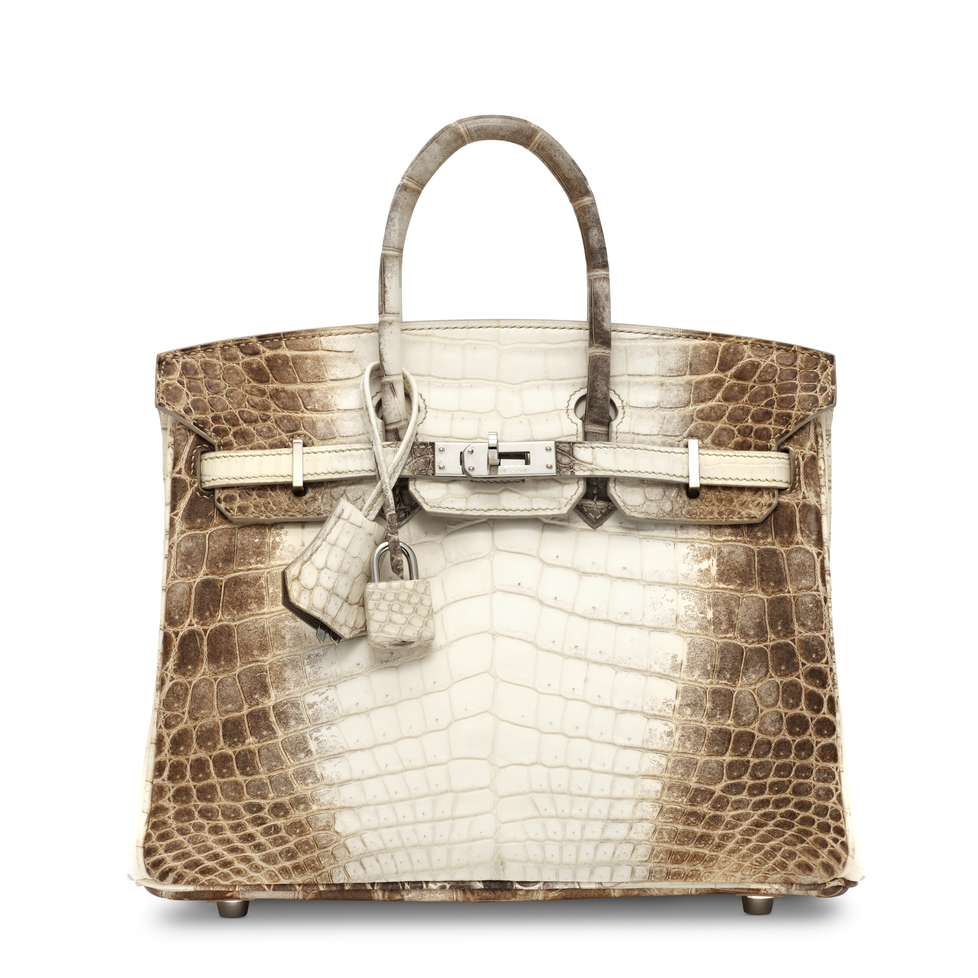 A RARE, MATTE WHITE HIMALAYA NILOTICUS CROCODILE BIRKIN 25 WITH ...
