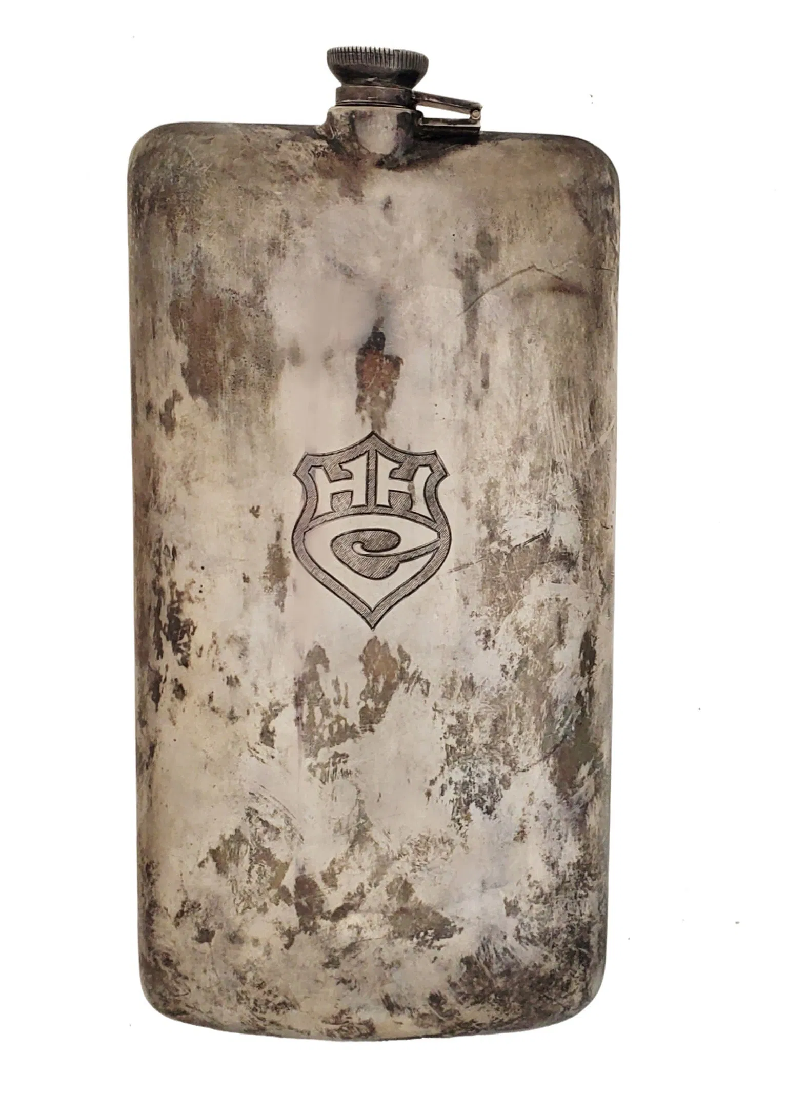 Huge Prohibition Era Sterling Silver Hip Flask Medicinal Purposes ...