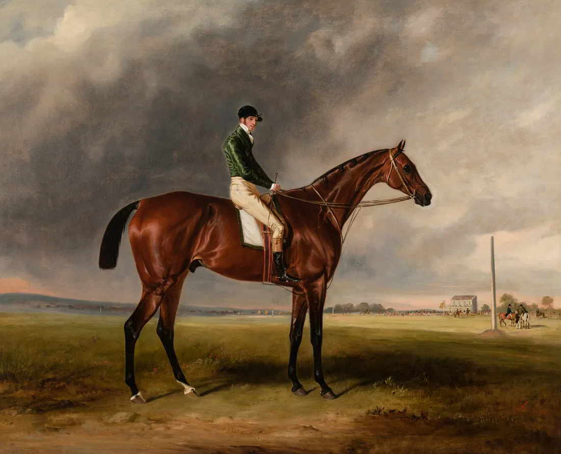 Ferneley, John Sr. - Priam with Sam Day up and the Epsom Grandstand ...