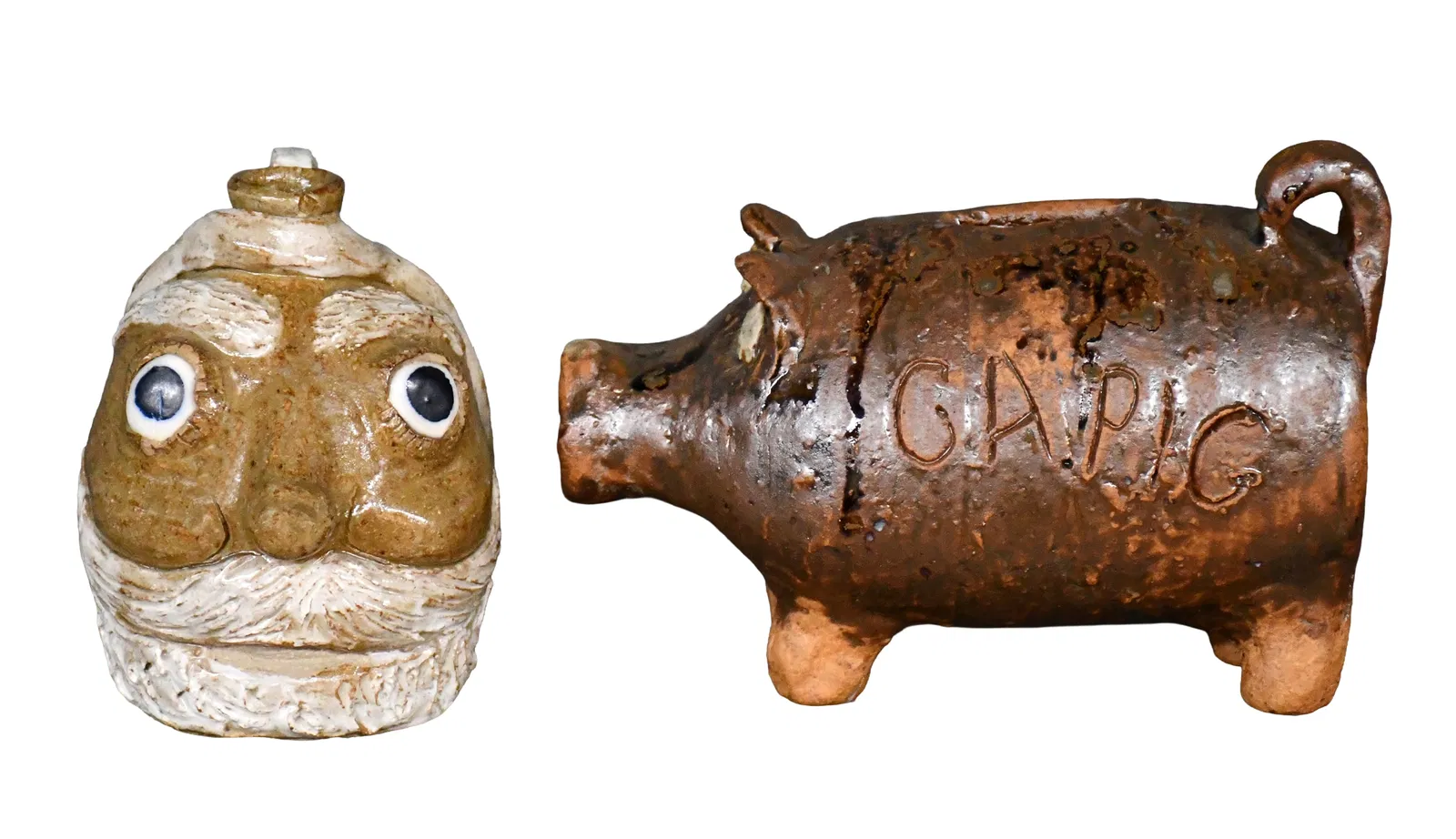 Marie Rogers. Santa Claus Face Jug and Georgia Pig. | Barnebys