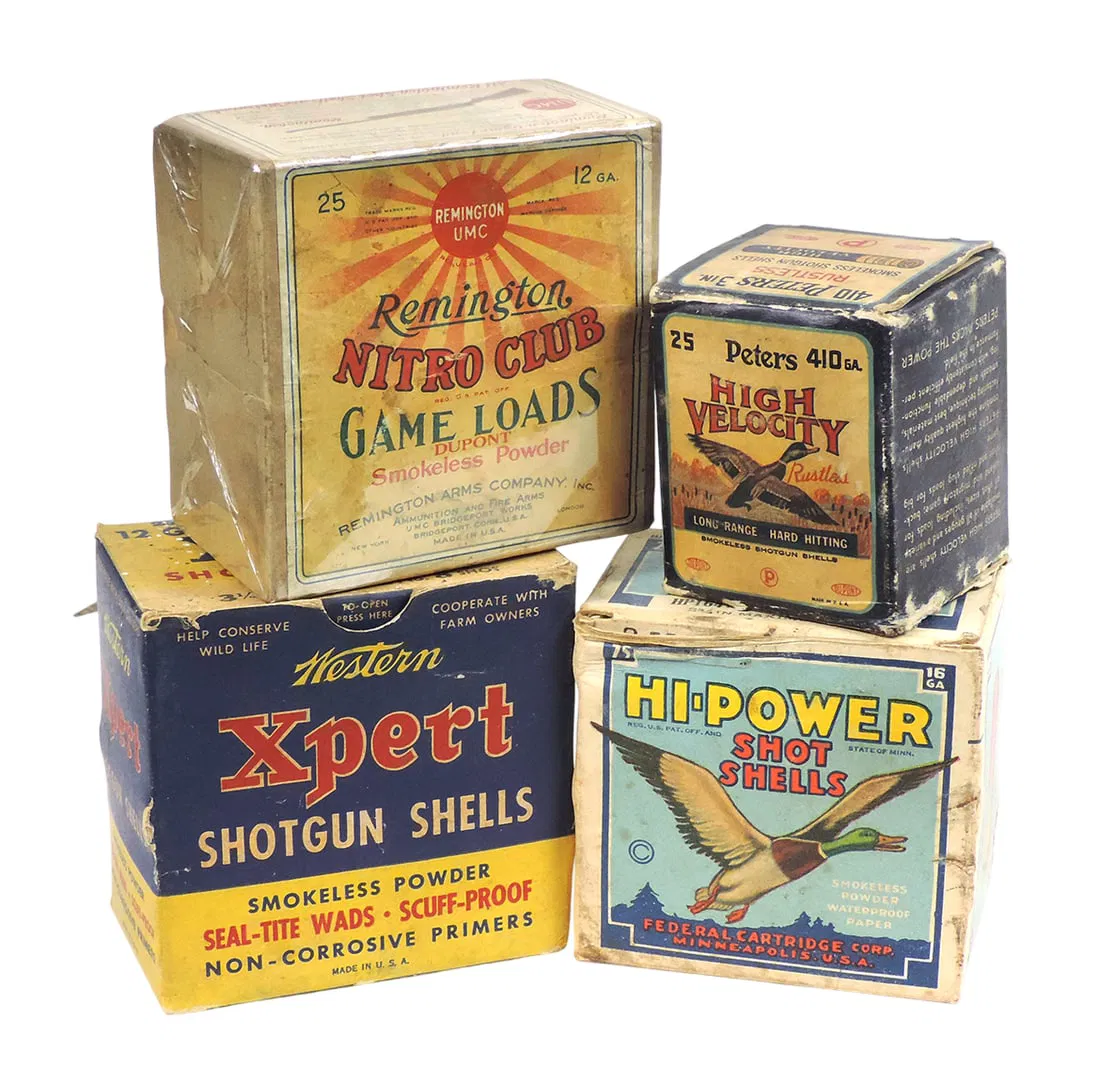 Shotgun Shell Boxes (4), Remington Nitro Club Game Loads, 12 GA, orig ...