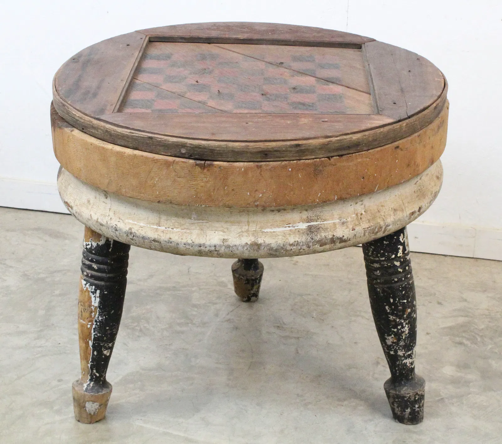 Antique Wooden Butcher's Block w/ Checkerboard | Barnebys