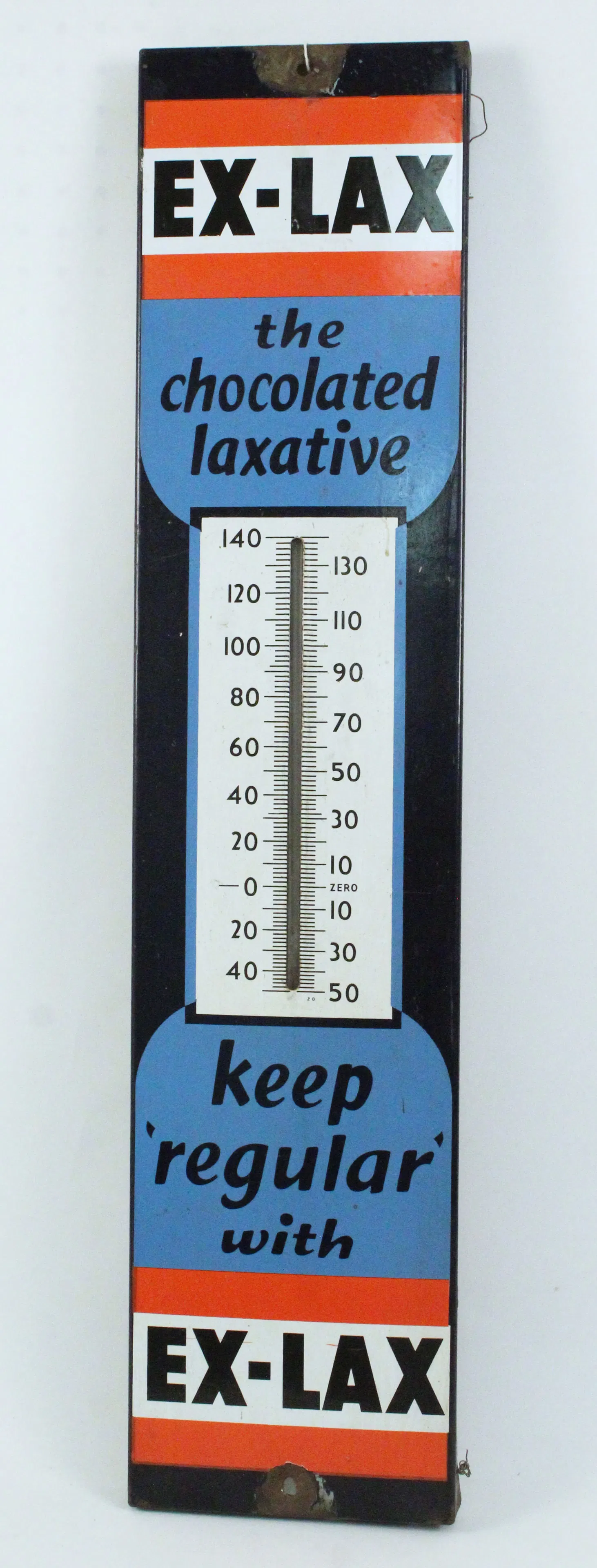 1920's EX-LAX Porcelain Advertising Thermometer | Barnebys